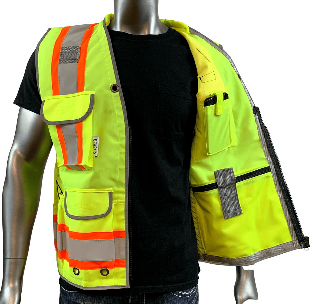 VERO1992 Reflective Vest Class 2 Heavy Woven Two Tone Engineer Hi Viz ...